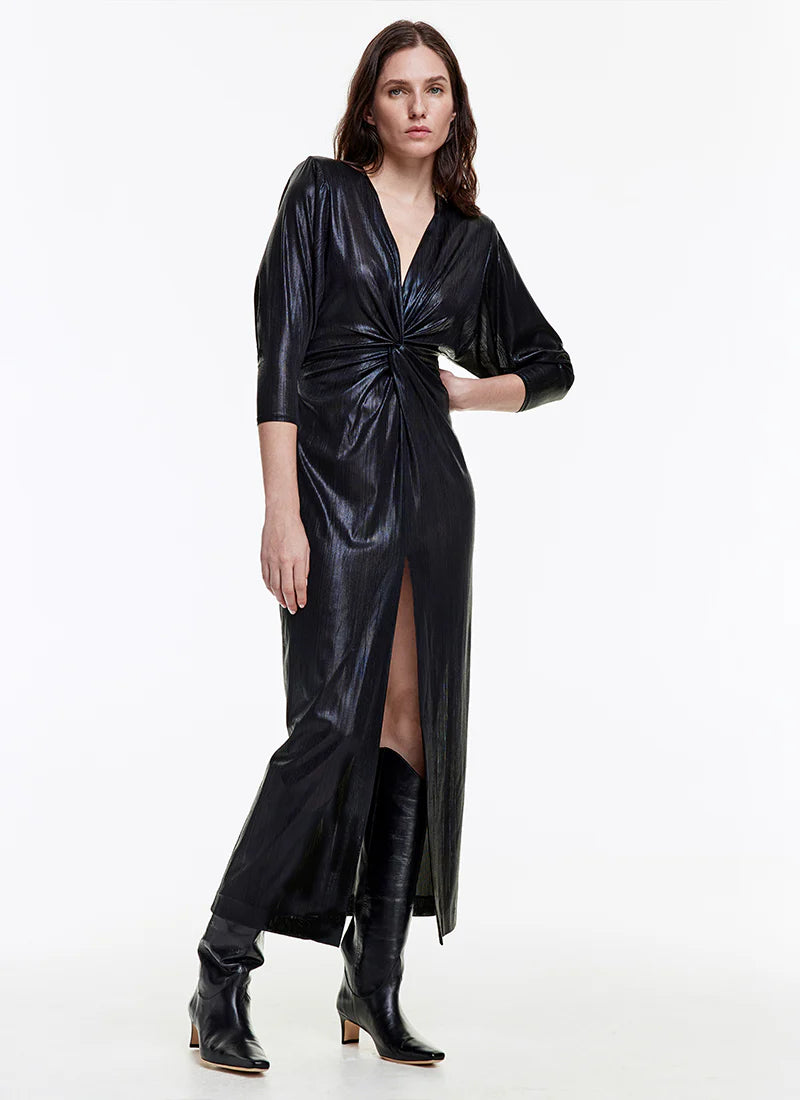 Smythe - Sharp Shoulder Twist Dress in Onyx – Bernstein & Gold